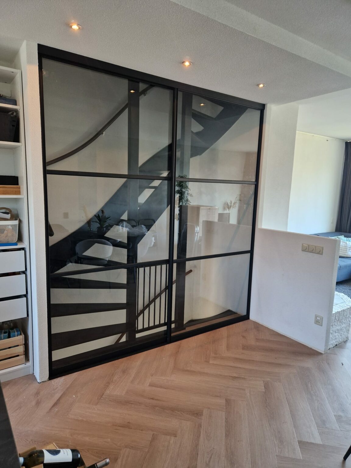 Koop Staallook schuifwand met 2 deuren in zwart, wit of inox ...